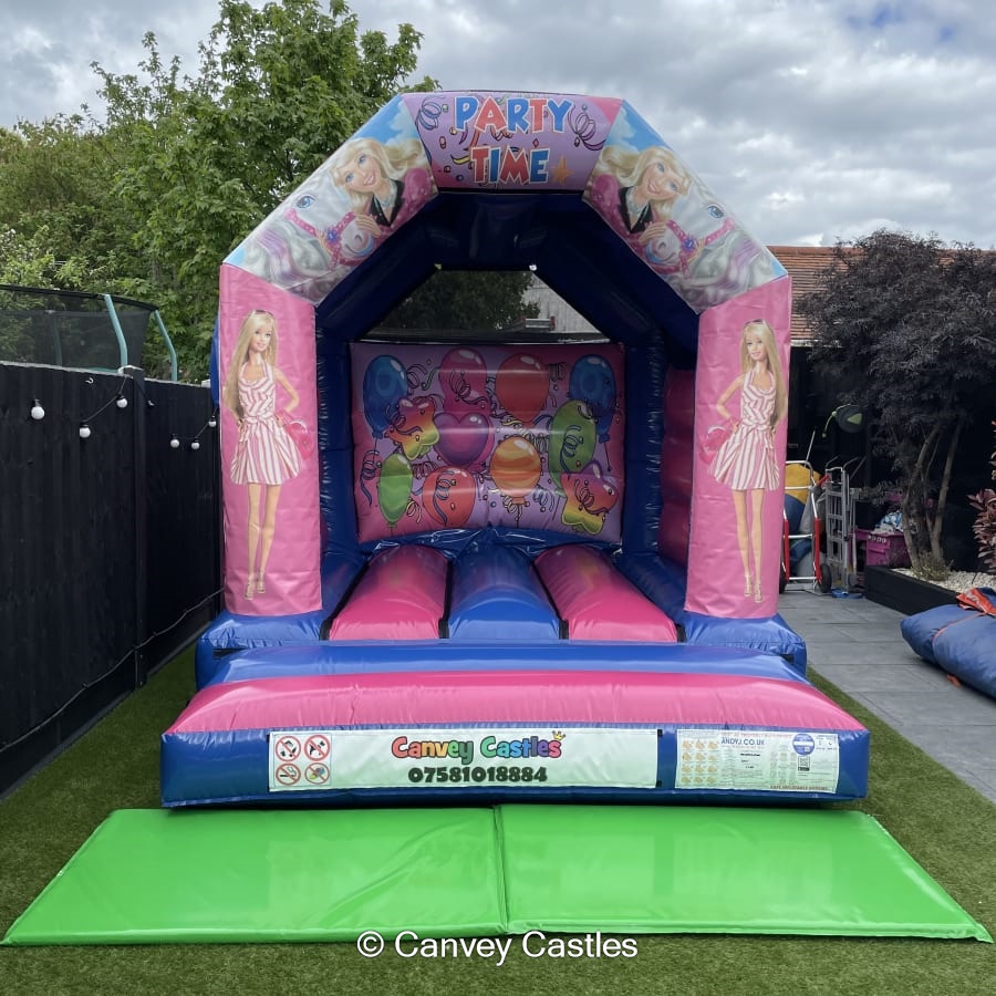 10ft x 12ft Pink and Blue Barbie Bouncy Castle - Bouncy Castle Hire in ...