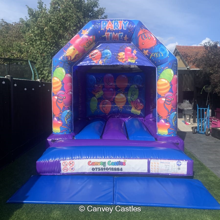 10ft x 12ft Blue and Purple Party Time Bouncy Castle - Bouncy Castle ...