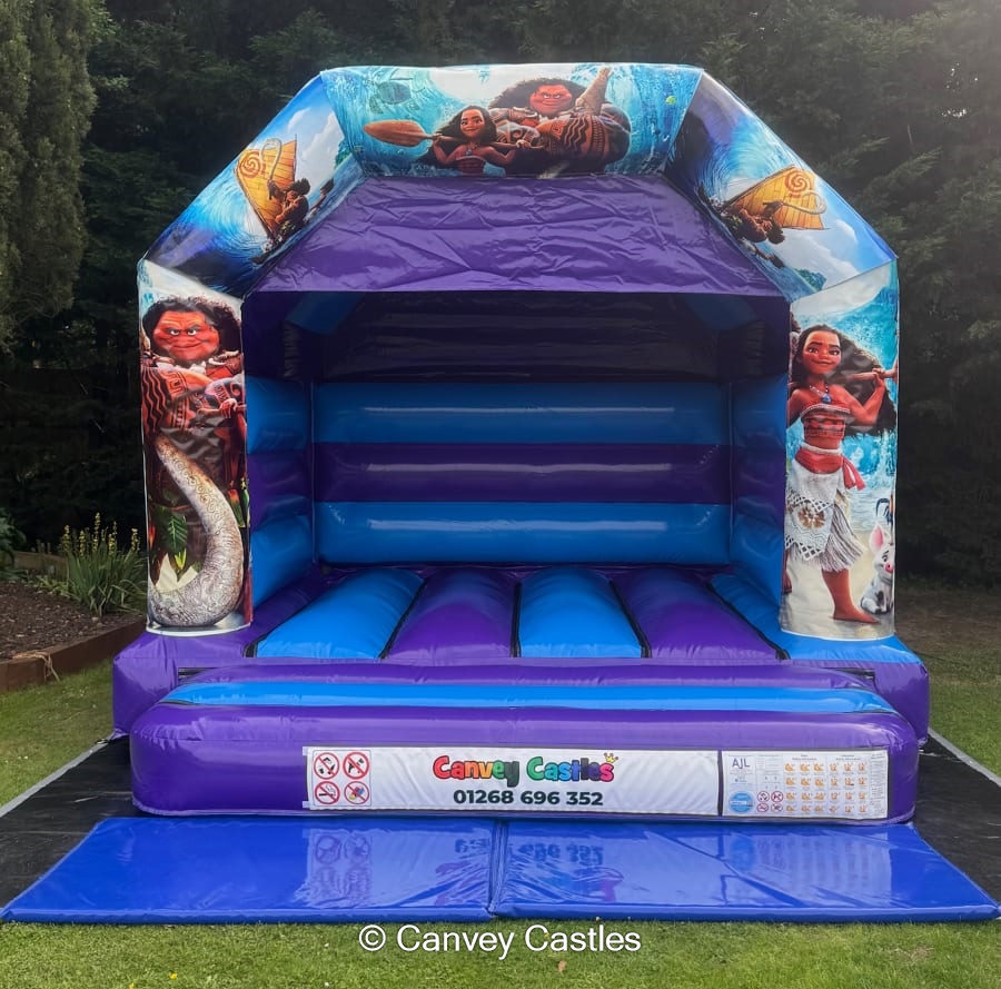 12ft x 12ft Light Blue and Purple Moana Bouncy Castle - Bouncy Castle ...
