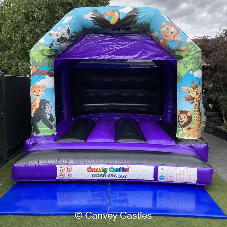 12ft x 12ft Black and Purple Jungle Bouncy Castle - Bouncy Castle Hire ...