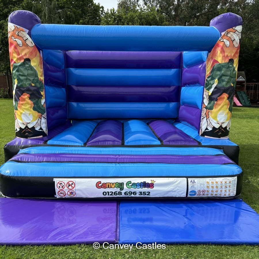 12ft x 12ft Blue and Purple Hulk Low Height Bouncy Castle - Bouncy ...