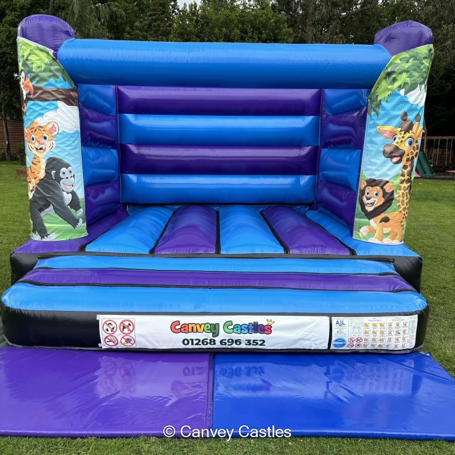 12ft x 12ft Blue and Purple Jungle Low Height Bouncy Castle - Bouncy ...
