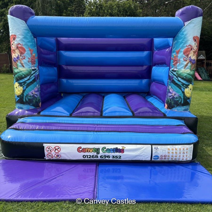12ft x 12ft Blue and Purple Little Mermaid Low Height Bouncy Castle ...