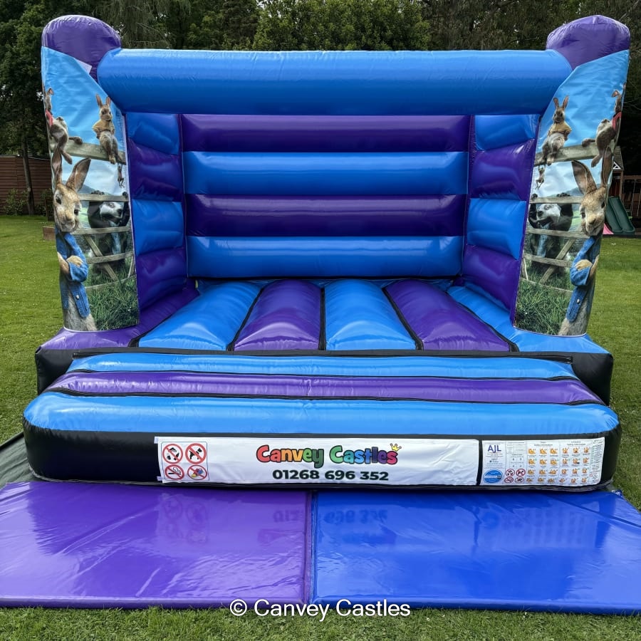 12ft x 12ft Blue and Purple Peter Rabbit Low Height Bouncy Castle ...