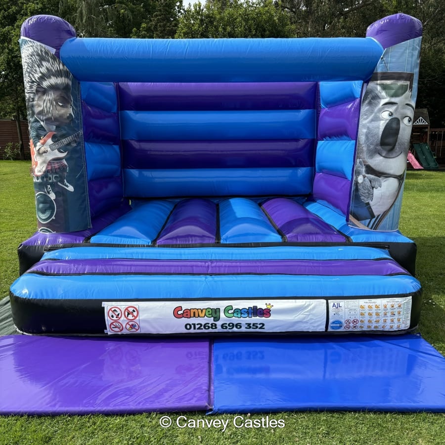 12ft x 12ft Blue and Purple Sing Low Height Bouncy Castle - Bouncy ...