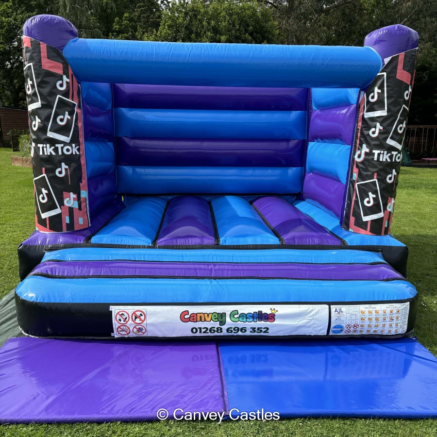 12ft x 12ft Blue and Purple Tik Tok Low Height Bouncy Castle - Bouncy ...