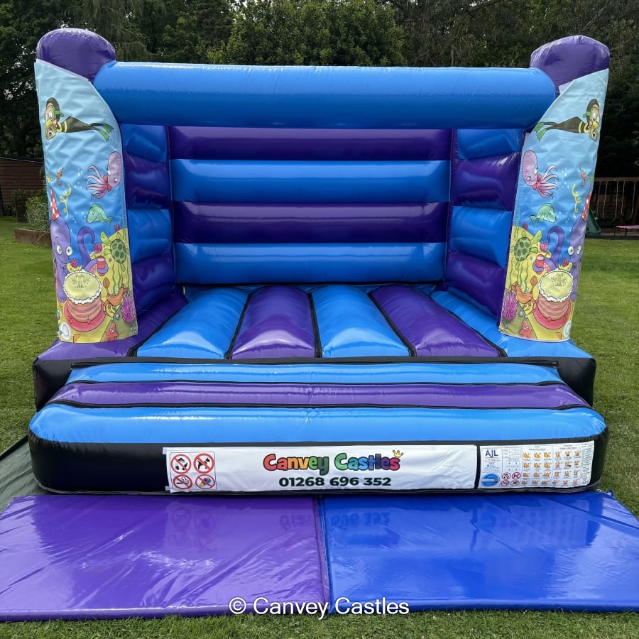 12ft x 12ft Blue and Purple Under The Sea Low Height Bouncy Castle ...