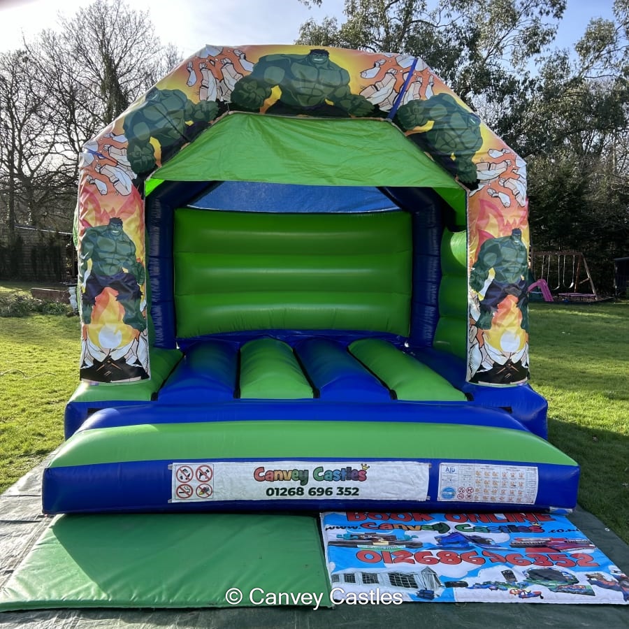 12ft x 12ft Green and Blue Hulk Bouncy Castle - Bouncy Castle Hire in ...