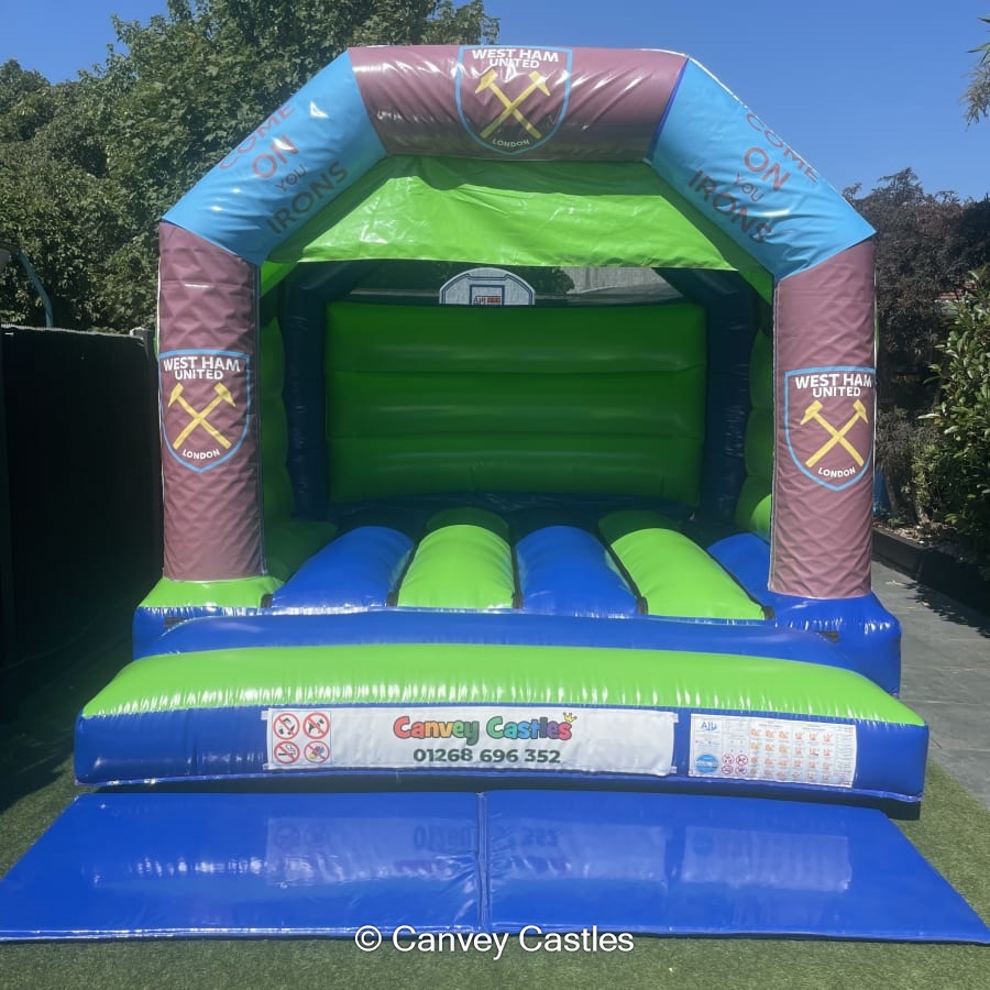 12ft x 12ft Green and Blue West Ham United Bouncy Castle - Bouncy ...