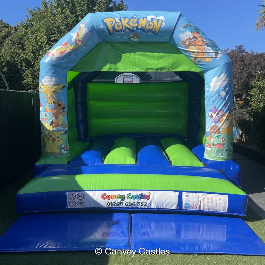 12ft x 12ft Green and Blue Pokemon Bouncy Castle - Bouncy Castle Hire ...