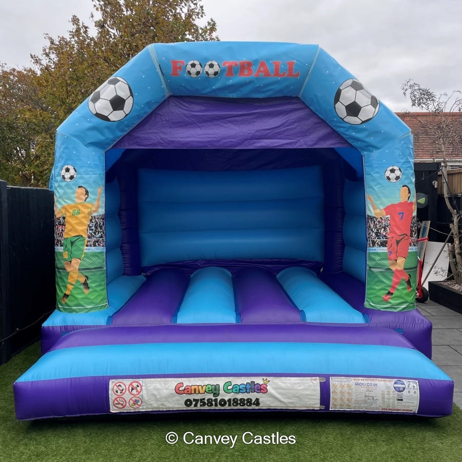 12ft x 12ft Light Blue and Purple Football Bouncy Castle - Bouncy ...