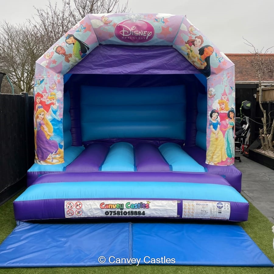 12ft x 12ft Light Blue and Purple Disney Princess Bouncy Castle ...