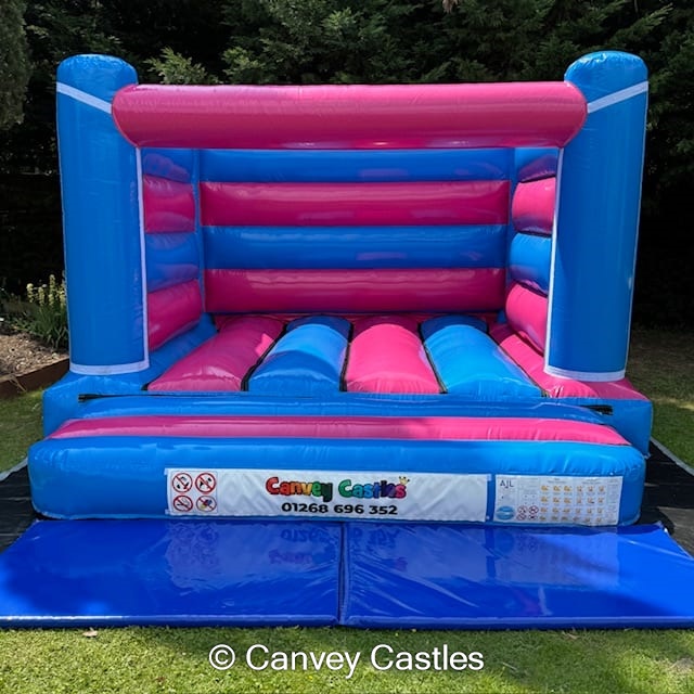 12ft x 12ft Pink and Blue Low Height Plain Bouncy Castle - Bouncy Castle Hire in Essex | Canvey ...