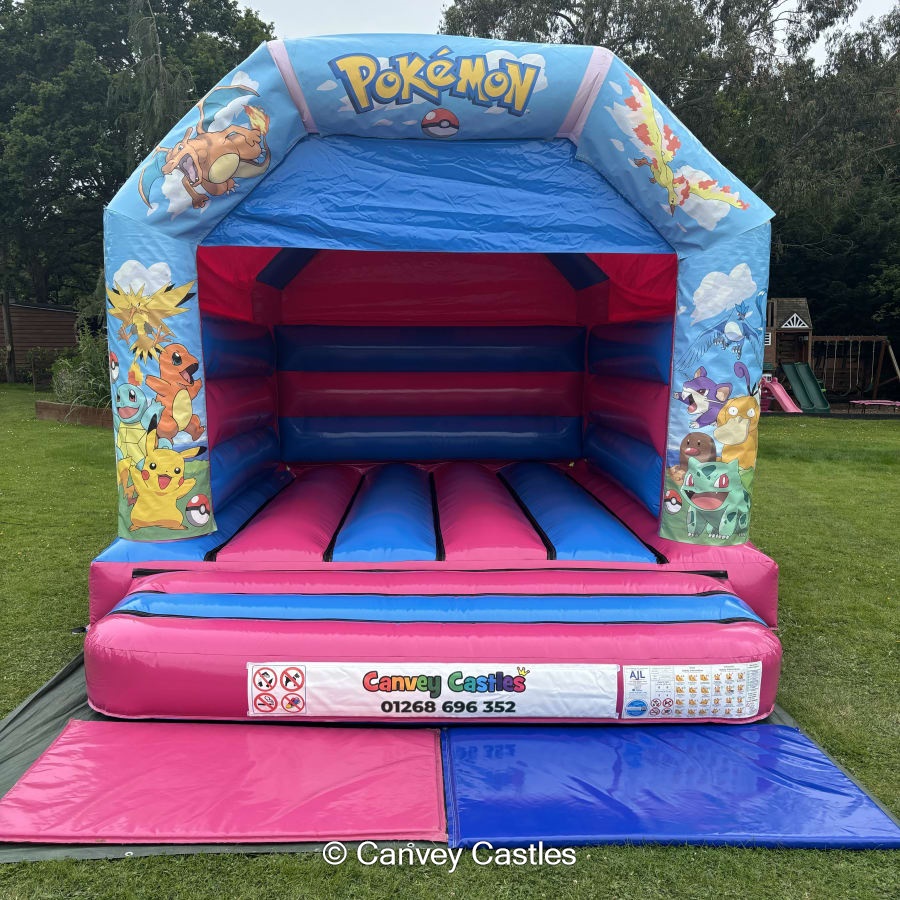 12ft x 15ft Blue and Pink Pokemon Bouncy Castle - Bouncy Castle Hire in ...