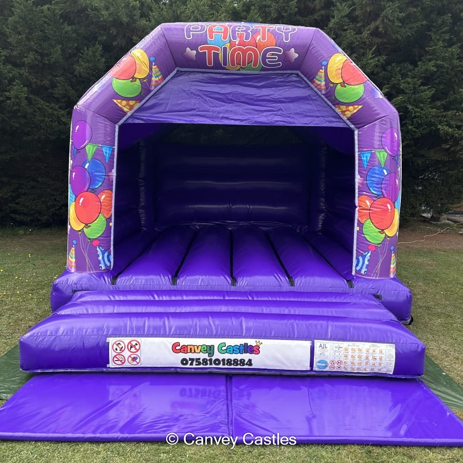 12ft x 15ft Purple Party Time Bouncy Castle - Bouncy Castle Hire in ...