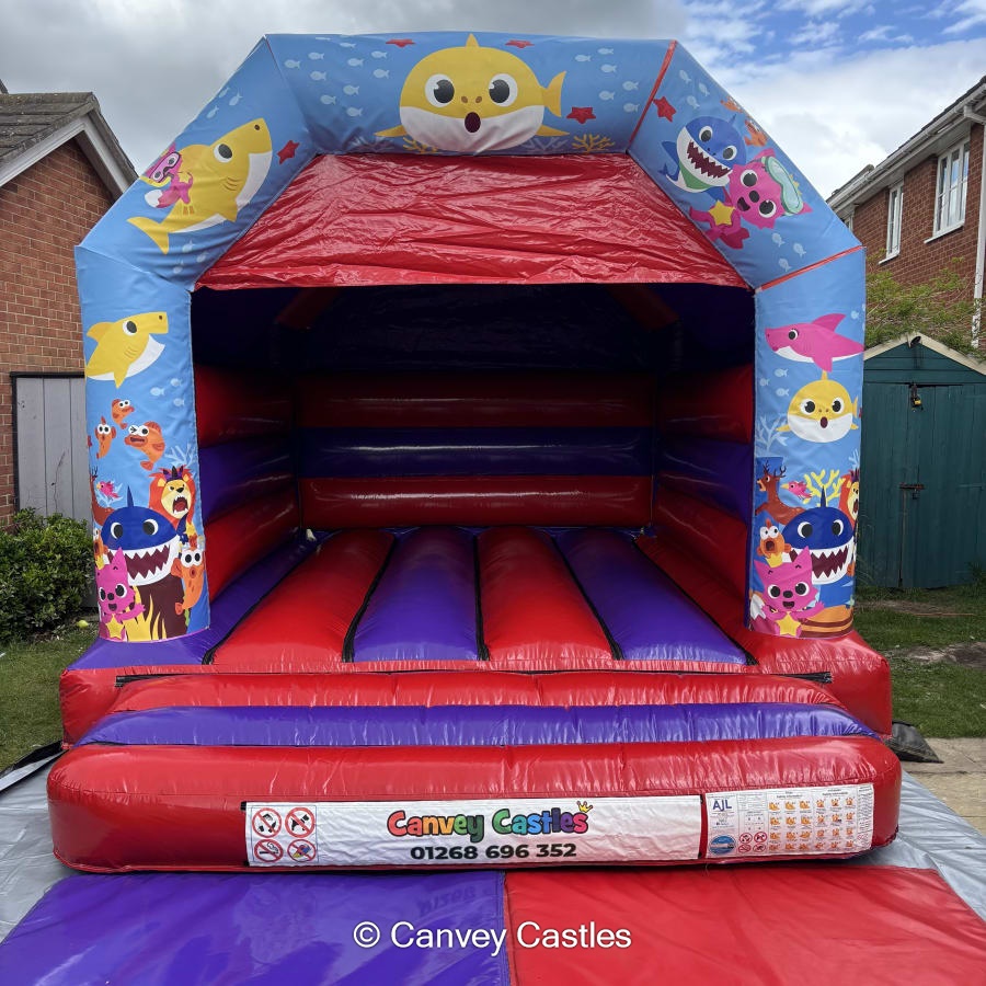 12ft x 15ft Red and Purple Baby Shark Bouncy Castle - Bouncy Castle ...
