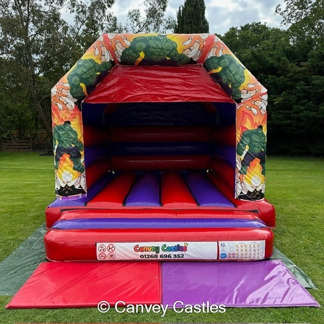 12ft x 15ft red and purple Hulk - Bouncy Castle Hire in Essex | Canvey ...