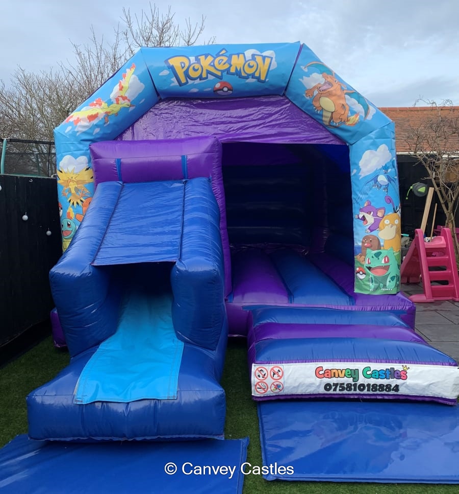 12ft x 17ft Blue and Purple Pokemon Slide Combo Bouncy Castle - Bouncy ...