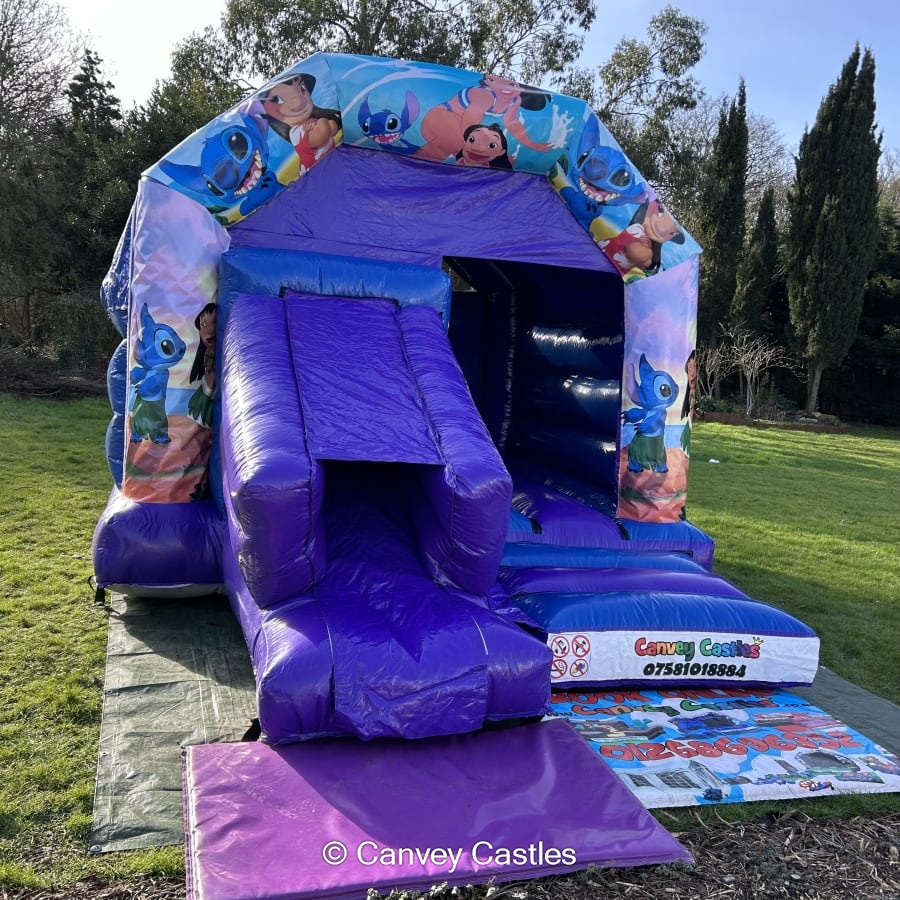 12ft x 17ft Blue and Purple Lilo and Stitch Slide Combo Bouncy Castle ...