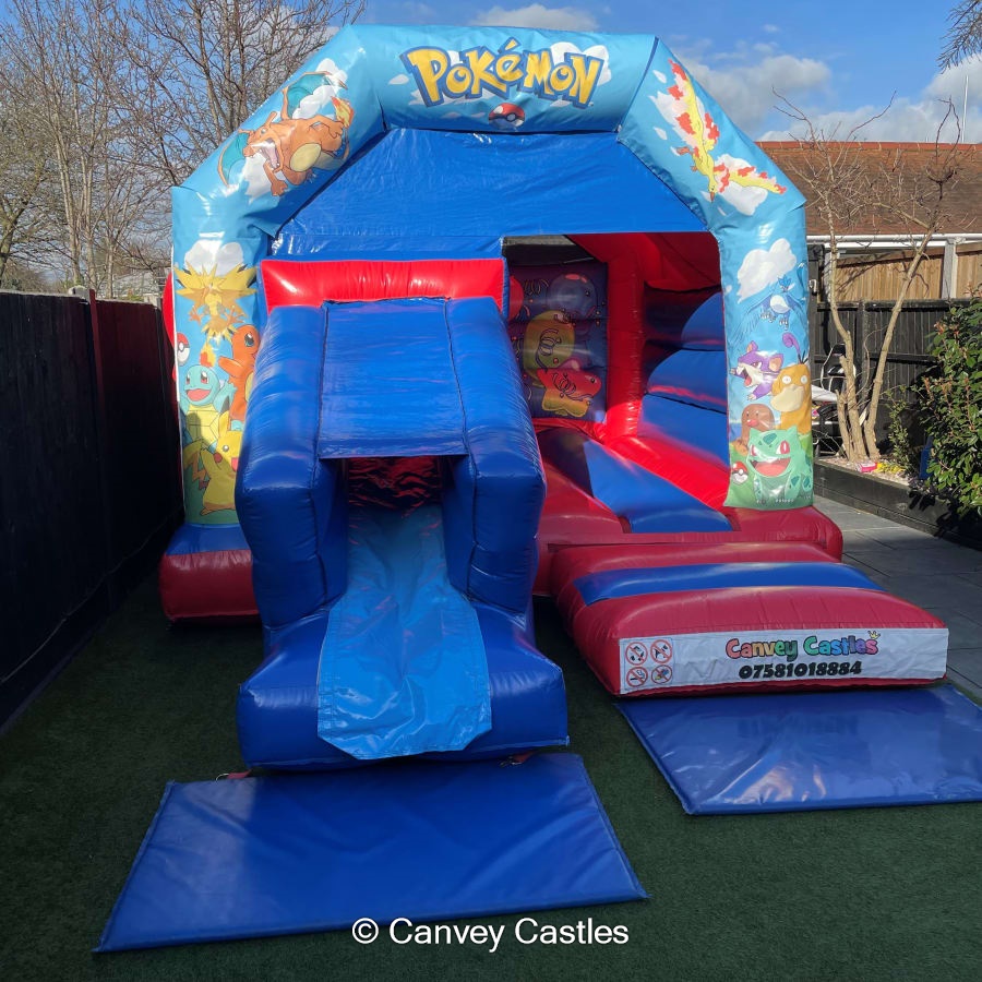 12ft x 17ft Blue and Red Pokemon Slide Combo Bouncy Castle - Bouncy ...