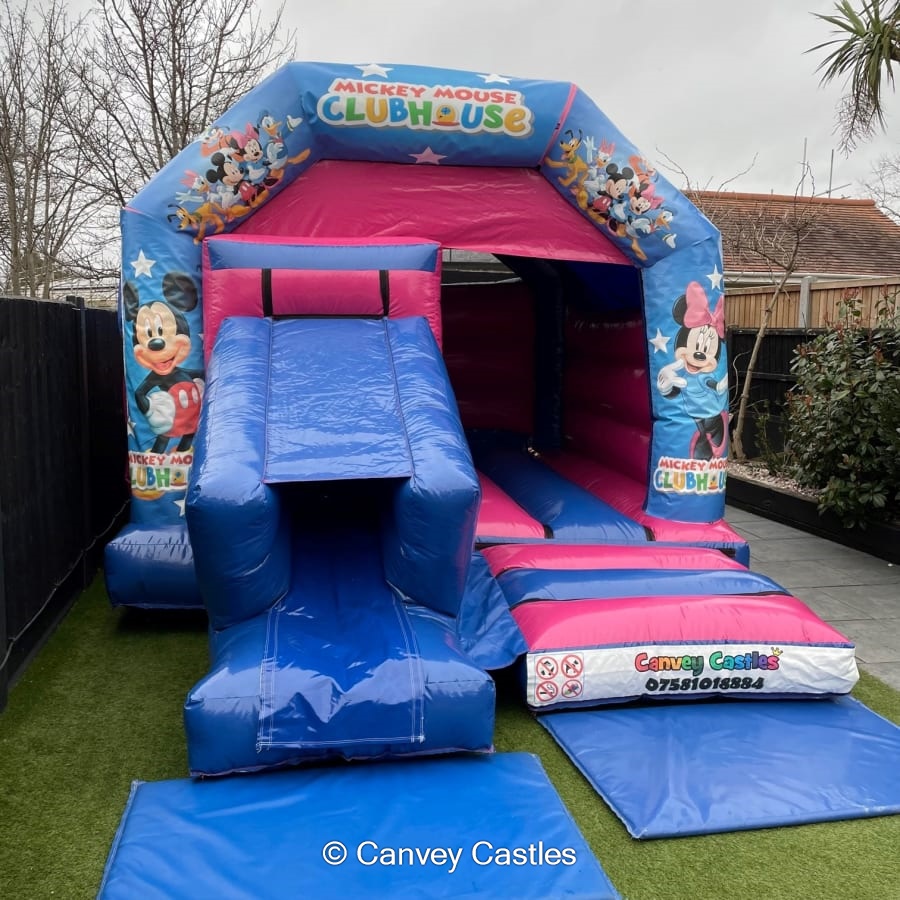 12ft x 17ft Pink And Blue Mickeymouse Clubhouse Slide Combo Bouncy ...