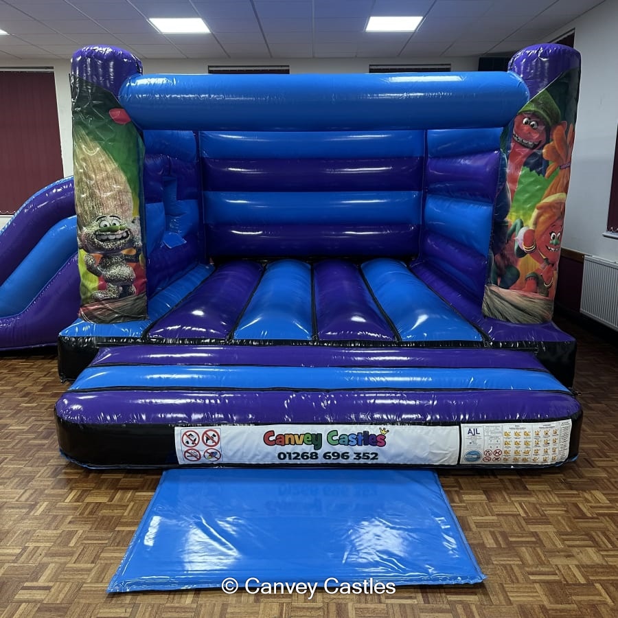 16ft x 17ft Blue and Purple Trolls Original Low Height Slide Combo ...