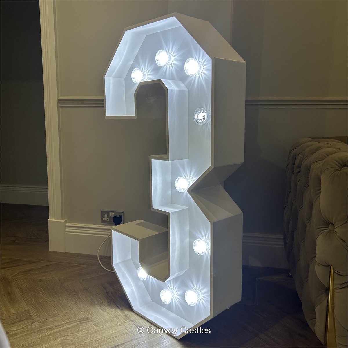 4ft LED Light up Number 3 - Bouncy Castle Hire in Essex | Canvey Castles