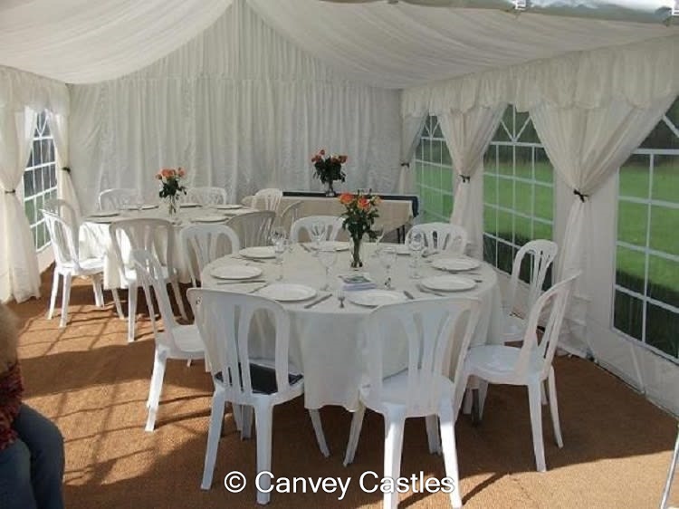 4m x 10m Marquee White Silk Drape Linings - Bouncy Castle Hire in Essex ...