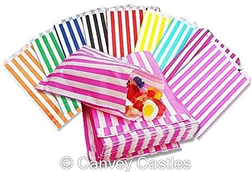 100 Striped Paper Sweet Bags (colour of your choice) - Bouncy Castle ...
