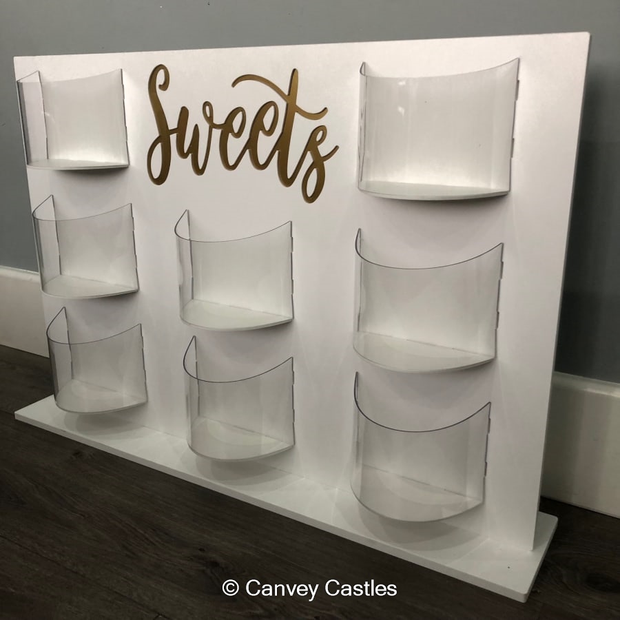 8 Pocket White Sweet Stand - Bouncy Castle Hire in Essex | Canvey Castles