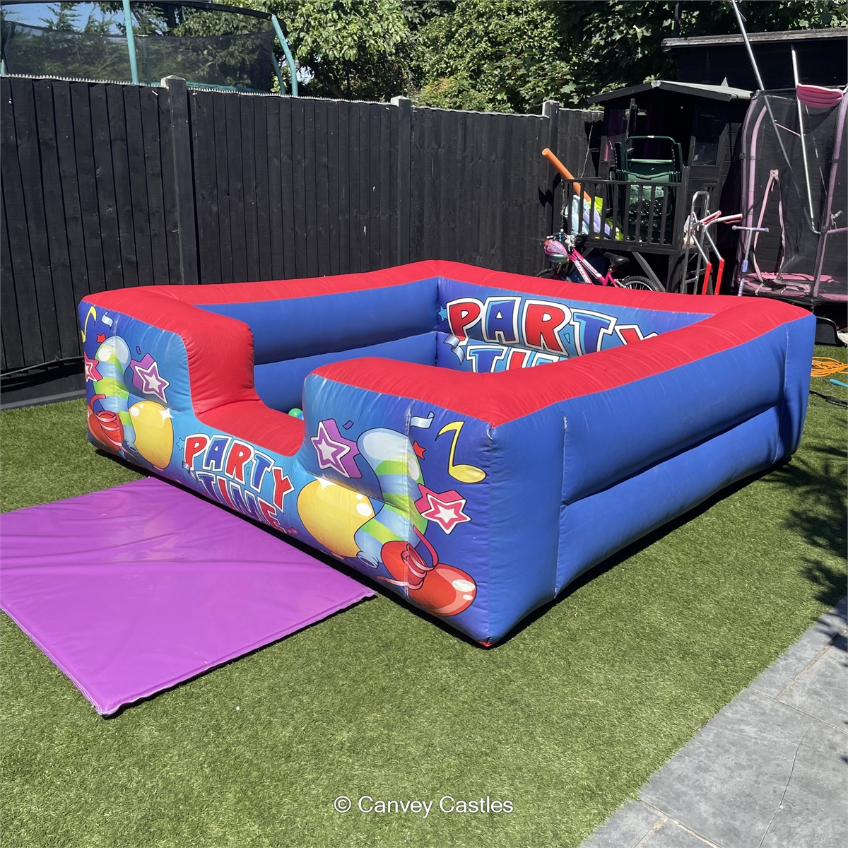 8ft x 8ft Blue and Red Party Time Inflatable Ball Pit - Bouncy Castle ...