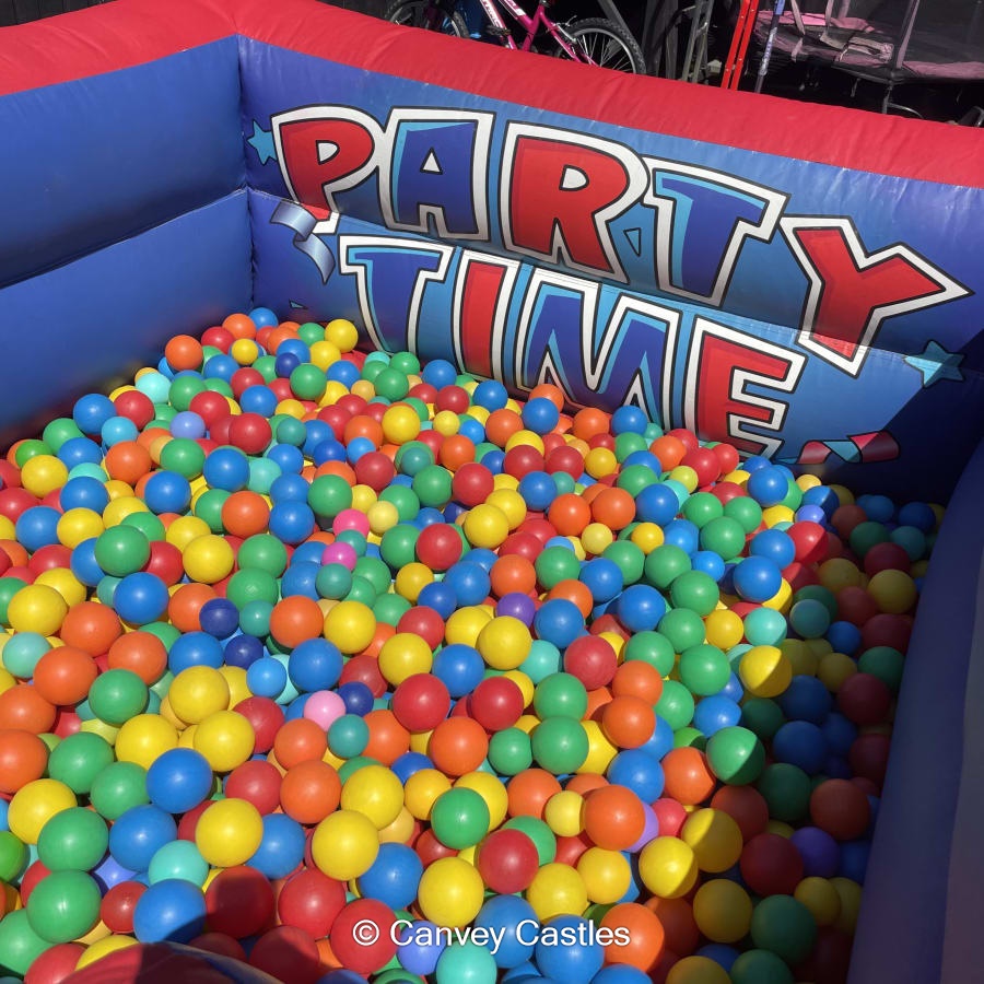 8ft x 8ft Blue and Red Party Time Inflatable Ball Pit - Bouncy Castle ...