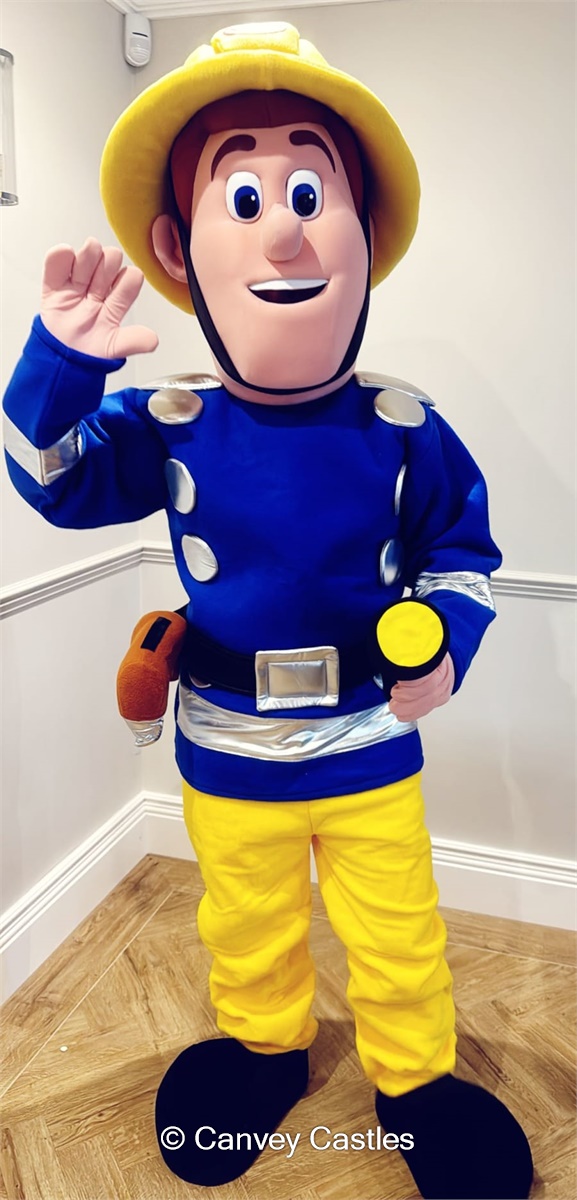 Fireman Sam Mascot costume - Bouncy Castle Hire in Essex | Canvey Castles