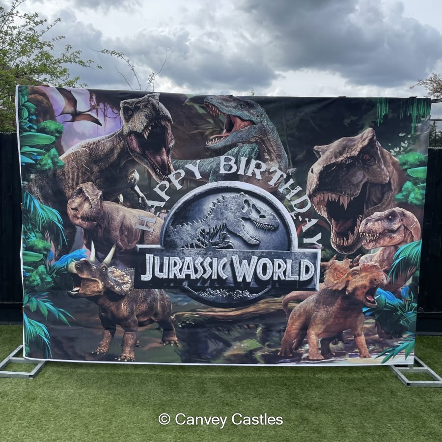 Jurassic World Dinosaur Backdrop - Bouncy Castle Hire in Essex | Canvey ...